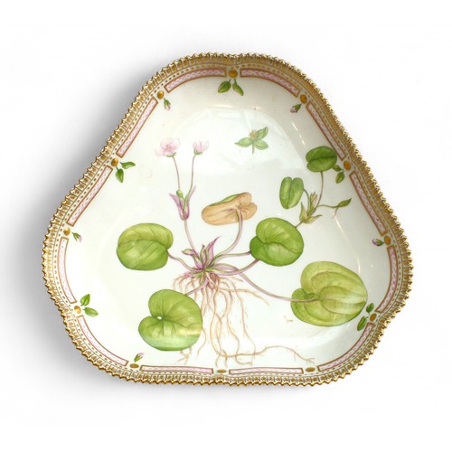 A Royal Copenhagen porcelain 'botanical' dish of trefoil form with ...