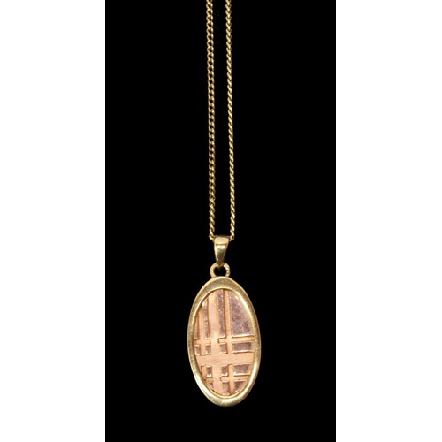 A 9ct Welsh Clogau gold oval pendant on 9ct gold chain, gross weight ...