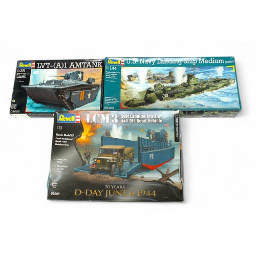 Four boxed Revell scale military vehicle plastic model build kits ...