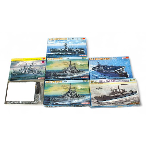 Six boxed Dragon 1:700 scale Naval Warship plastic model build kits ...