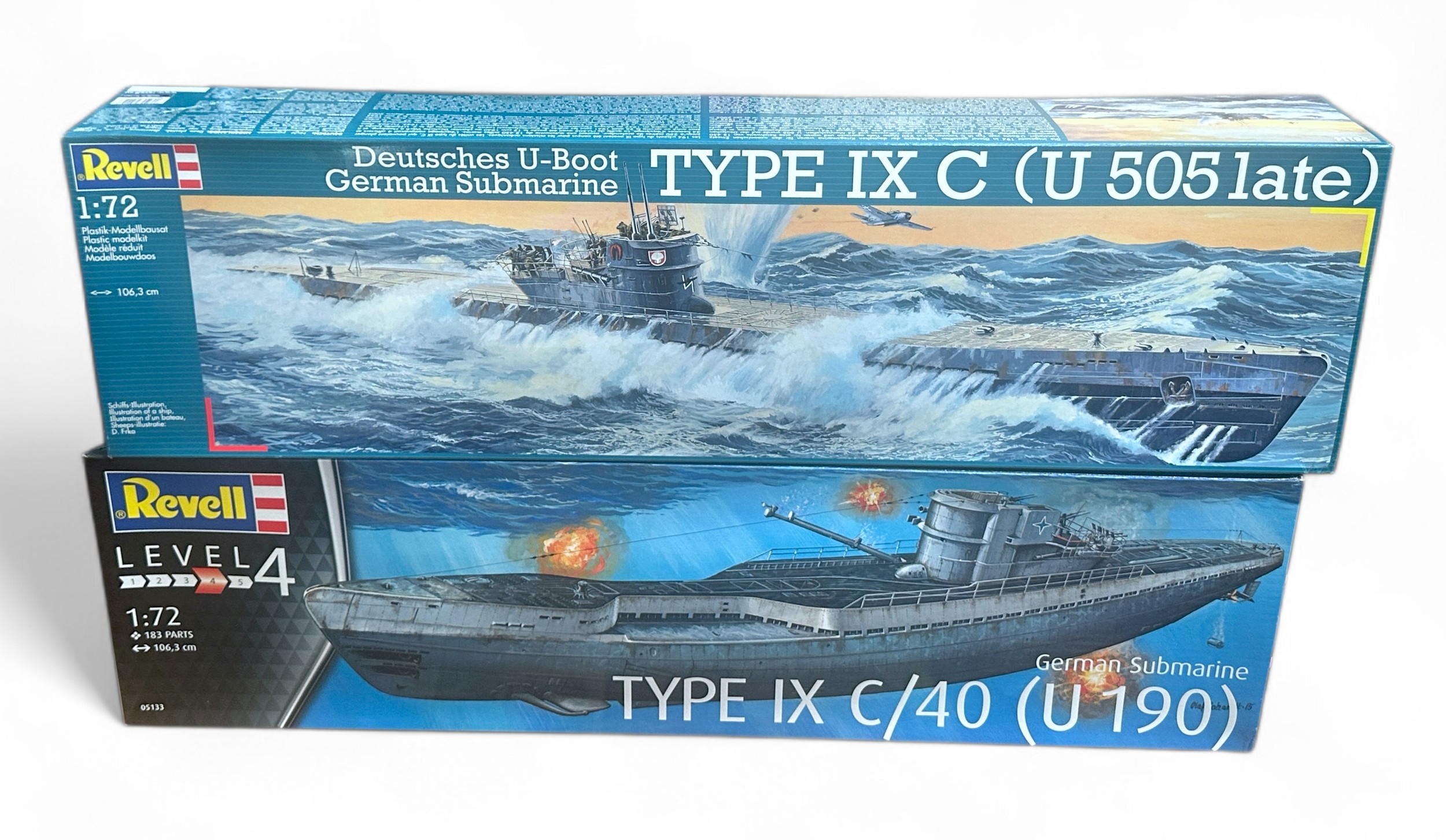 Two boxed Revell Naval Warship plastic model build kits, comprising 1: ...