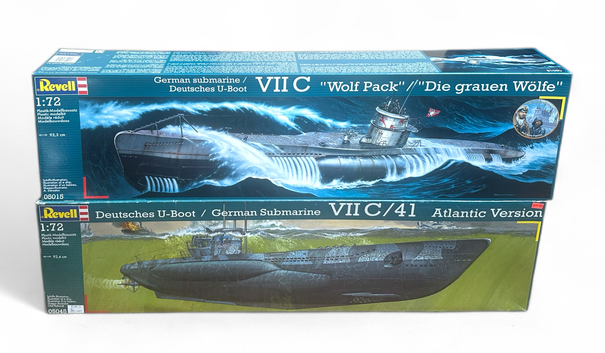 Two boxed Revell 1:72 scale German U-boat plastic model build kits ...
