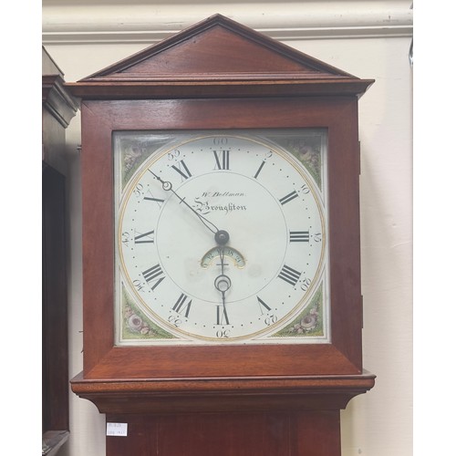 A 19th century longcase 8-day clock movement with painted square dial ...