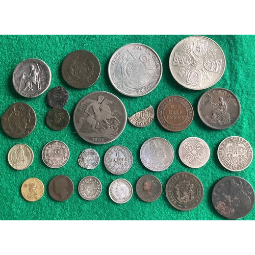 A tub of old coins and other items – including a small 1905 HMS Victory ...