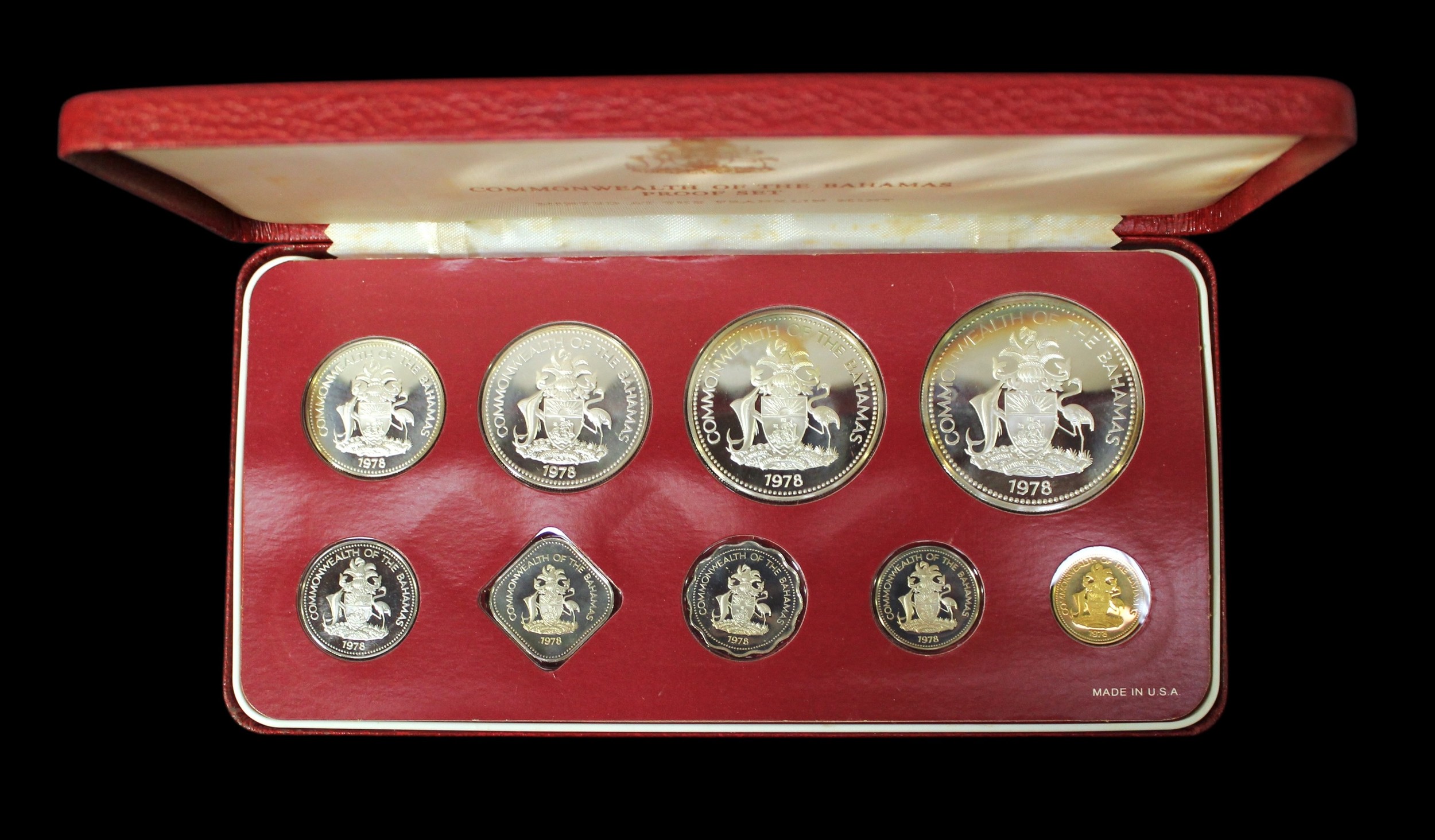 A Franklin Mint Commonwealth of The Bahamas Proof Set, of nine-coins ...