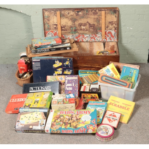 A large collection of vintage games and toys including scrabble ...