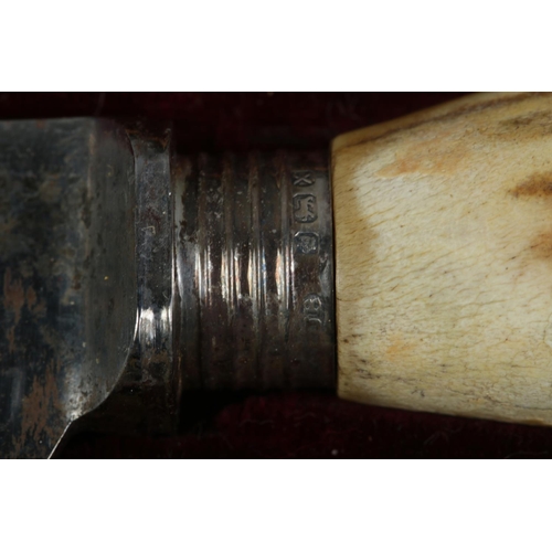 A cased four piece Wade Wingfield and Rowbotham carving set, with horn ...