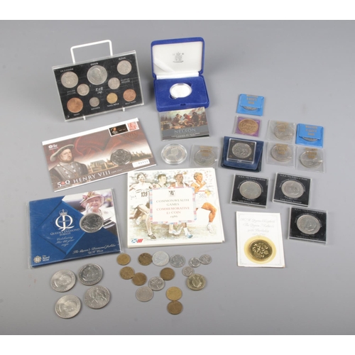 A collection of commemorative coins. Includes Horatio Nelson 2005 ...