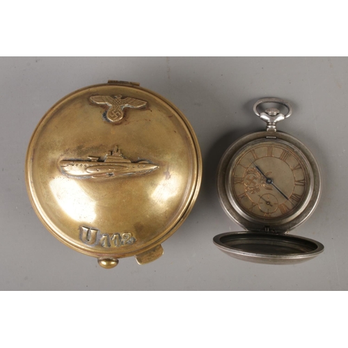 A German full hunter pocket watch baring swastika to front case and ...