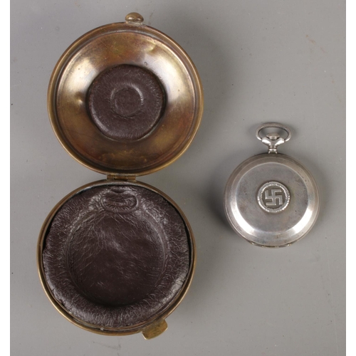 A German full hunter pocket watch baring swastika to front case and ...