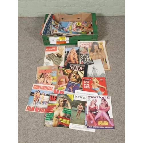 A box of assorted glamour model ephemera to include books, Modern ...