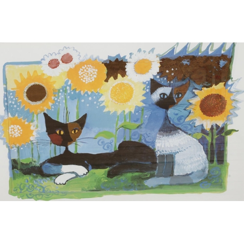 Rosina Wachtmeister (b.1939), two framed prints to include 'Cats with ...