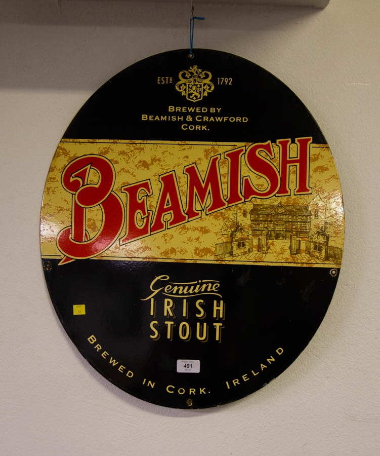 VINTAGE BEAMISH ENAMEL SIGN 50 X 60H CM