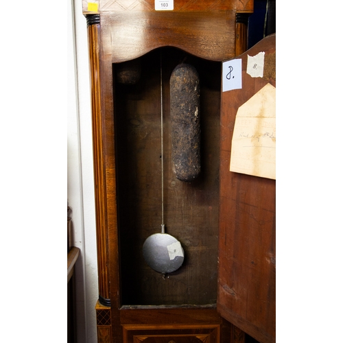 ANTIQUE INLAID MAHOGANY GRANDFATHER CLOCK WITH PAINTED DIAL WITH ...