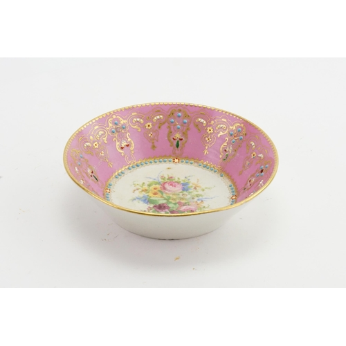 A "Sevres" Pompadour Pink Gilt decorated & jewelled Deep Saucer Dish ...