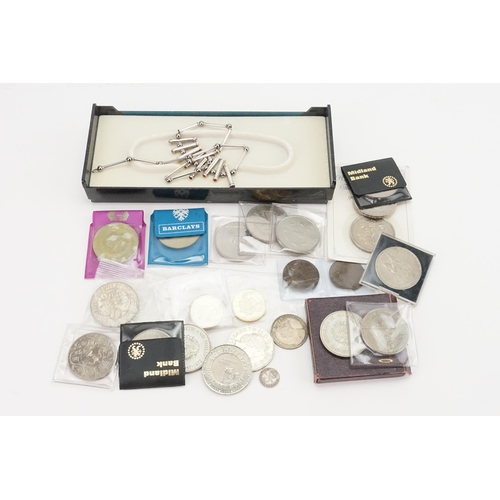 A collection of coins to include a one tenth of a pound, a threepence ...