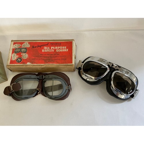 Three Pairs of Vintage Goggles to include a New-Improved Patented ...