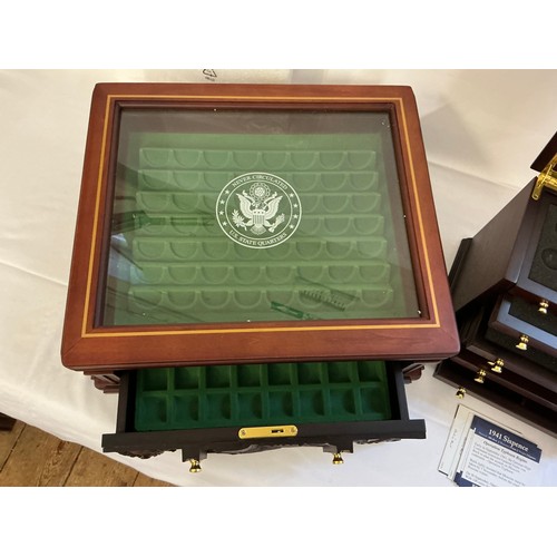 A Large Original Boxed Coin Cabinet along with a smaller one with slide ...