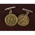 A Pair of Gold Sovereign 1913 Cufflinks, London Mint. Weighing: 19 ...