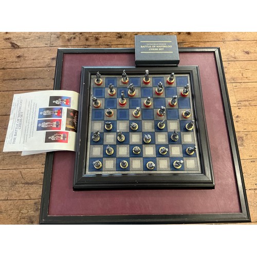 A Franklin Mint "Battle of Waterloo" Chess Set on Presentation Stand ...