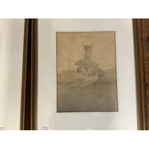 R.S.P. Pair of Pictures of Fairies on Mushroom & Demure, signed Stanton ...