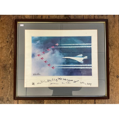 A Concorde & Red Arrows Print with Signatures from the Red Arrows Team ...