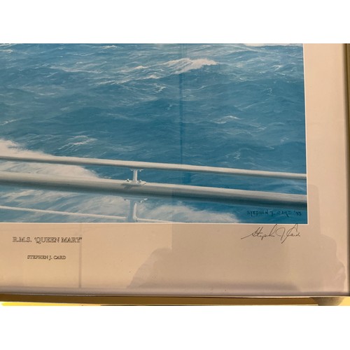 Two "Stephen J. Card" Prints of Ocean Liners to include "R.M.S. Queen ...