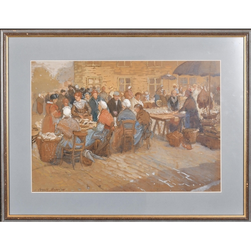 Brook Harrison (1860-1930) British. The Fish Market, possibly Shoreham ...