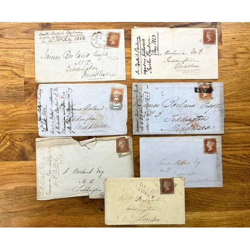POSTAL HISTORY 1848 - 56 local mail from Scotland to Teddington x 7 ...