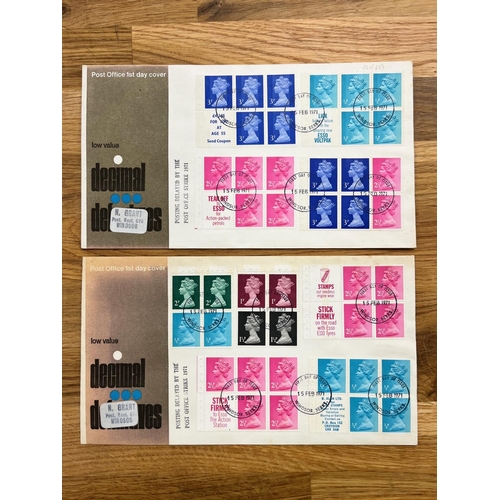 FDC 1971 9 x Machin booklet panes on 2 illustrated tied with Windsor FD date stamps, label addressed