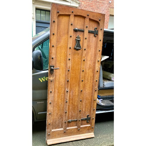 late 19th / early 20th century oak exterior chapel door with ironwork ...