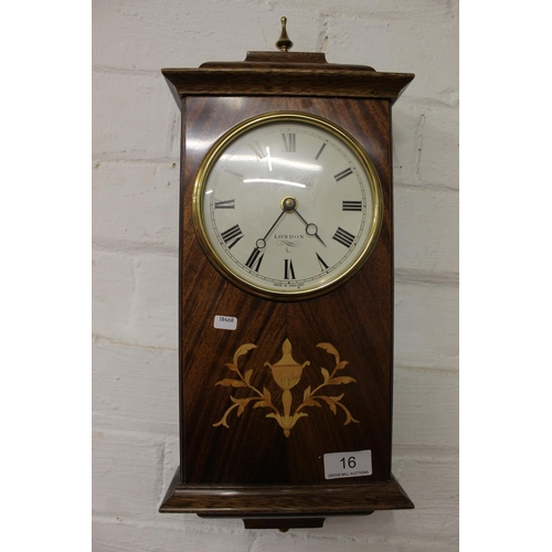 INLAID KNIGHT & GIBBONS WALL CLOCK