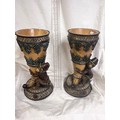 PAIR OF RESIN BUTLER MONKEY-HORN VASES(RESERVED AT £20)