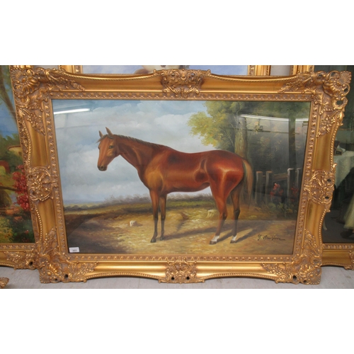 G Dawson - a study of a horse in a field oil on canvas bears a ...