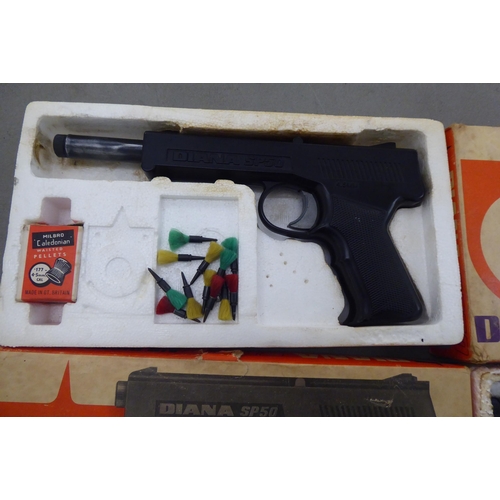 Two Diana SP50 0.177 air pistols boxed