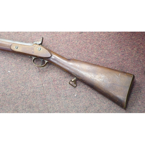 A 19thC British Tower percussion action musket rifle, the stock stamped ...