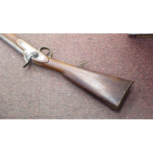 A 19thC British Tower percussion action musket rifle, the stock stamped ...