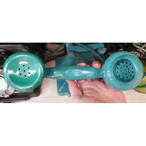 Vintage telephone handsets: to include a turquoise coloured plastic ...