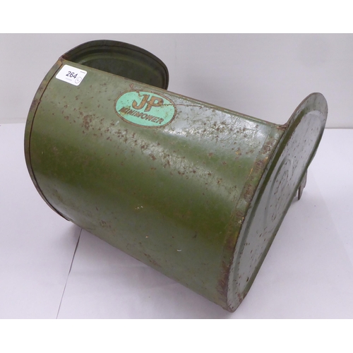 Four vintage cast metal lawn mower grass boxes: to include one for JP ...