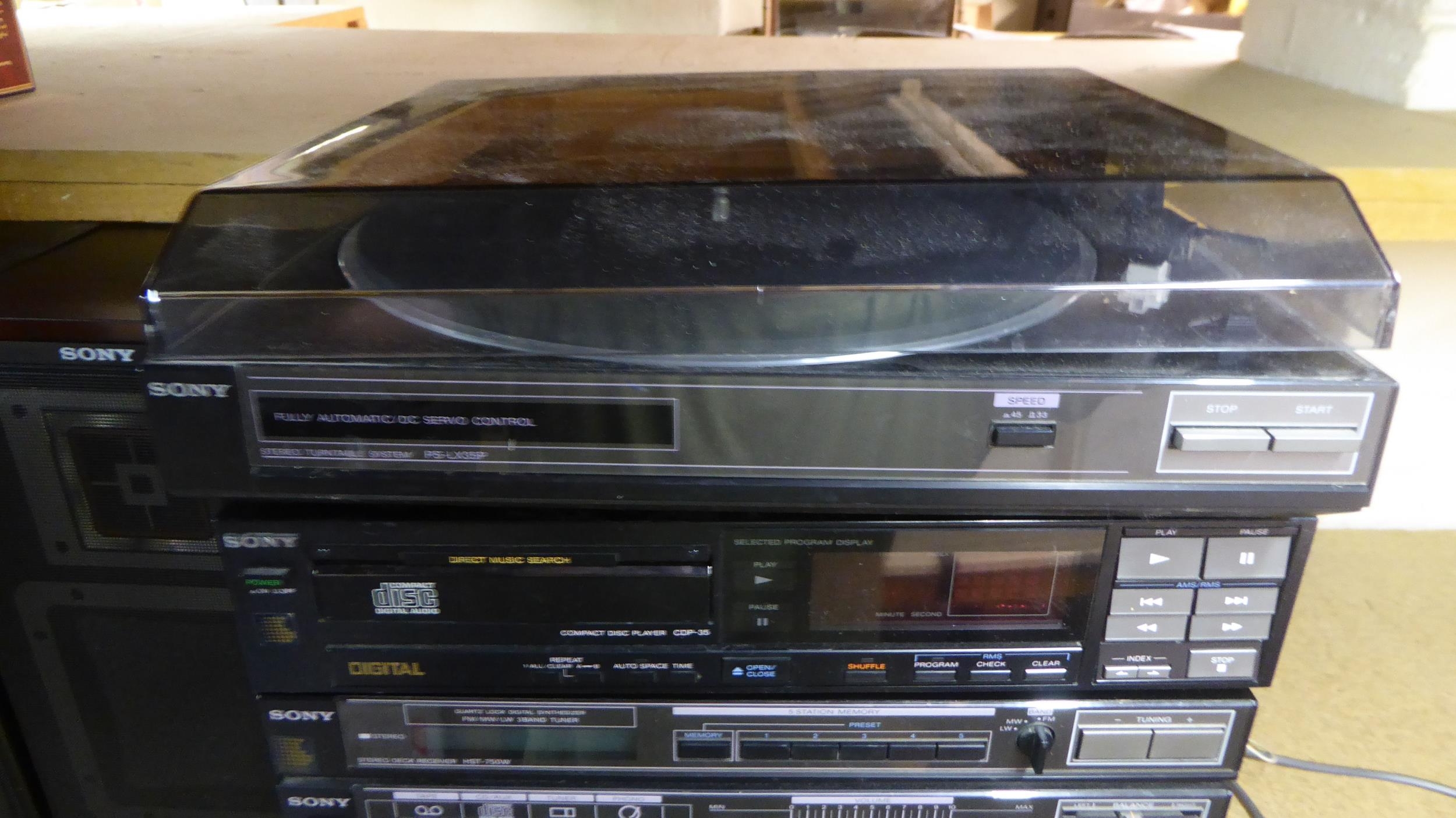 A Sony XO-750w hi-fi stereo system with a turntable, a CD player and a ...