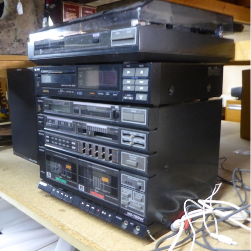 A Sony XO-750w hi-fi stereo system with a turntable, a CD player and a ...