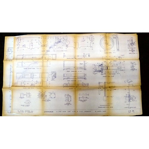 Blueprint documents for a Martin Evans 'Springbok', S gauge LNER Class ...