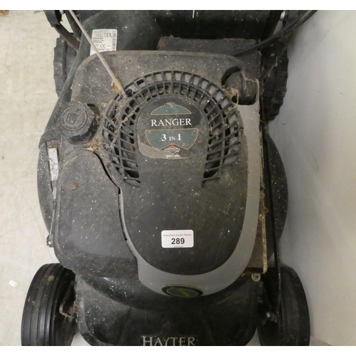 A Briggs & Stratton Hayter Ranger petrol driven rotary lawnmower with a ...