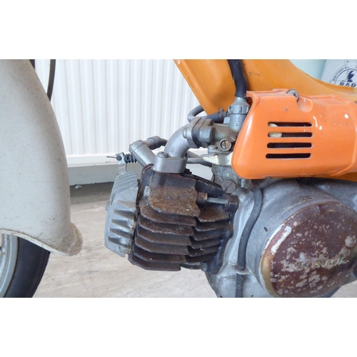 A 1975 Honda 49cc moped in orange and white livery, original ...