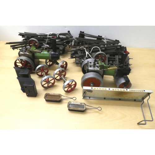 Mamod model train track; truck side accessories; and painted lead ...