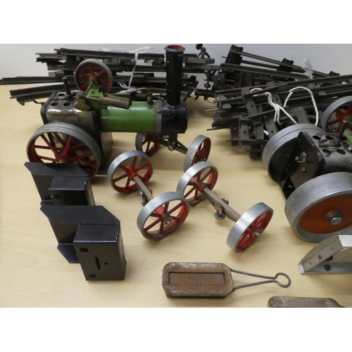 Mamod model train track; truck side accessories; and painted lead ...