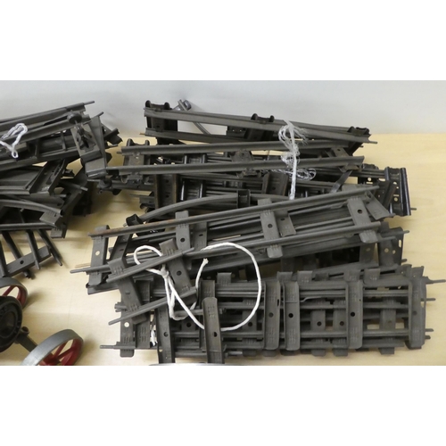 Mamod model train track; truck side accessories; and painted lead ...
