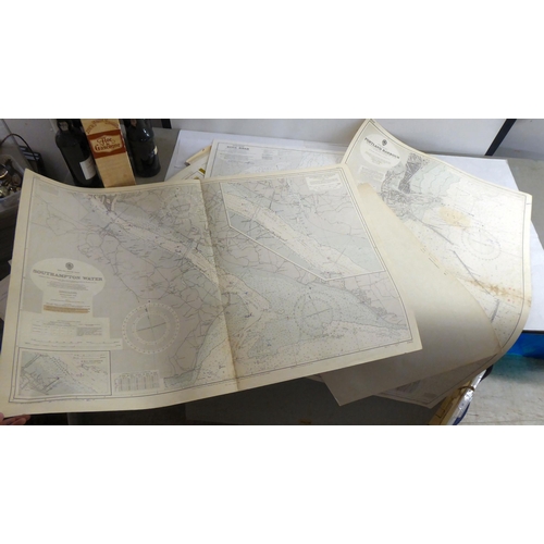 An uncollated folio of sea charts and similar ephemera