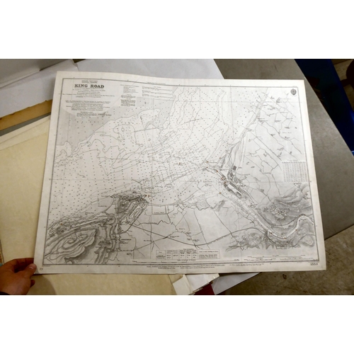 An uncollated folio of sea charts and similar ephemera