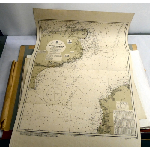 An uncollated folio of sea charts and similar ephemera